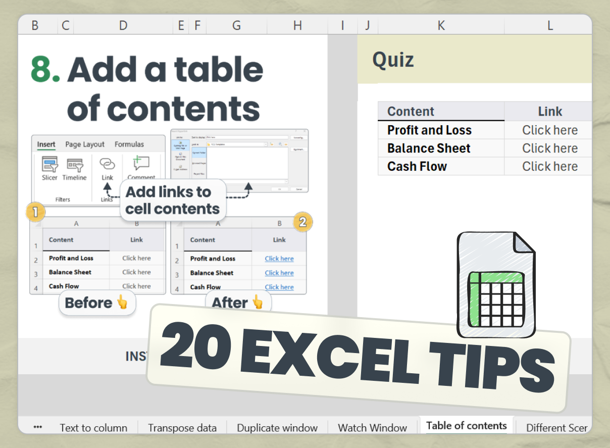 20 Excel Tips | Model Wiz